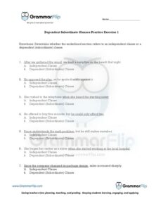 Dependent/Subordinate Clauses - GrammarFlip