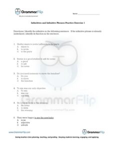 Infinitives and Infinitive Phrases - GrammarFlip