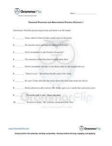 Personal Pronouns and Antecedents - GrammarFlip