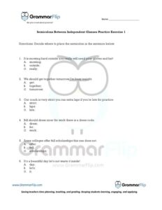 Semicolons Between Independent Clauses - GrammarFlip