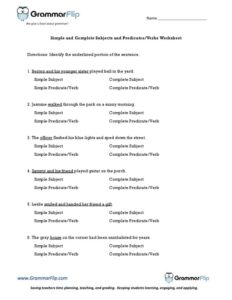 Simple Subjects and Complete Subjects - GrammarFlip